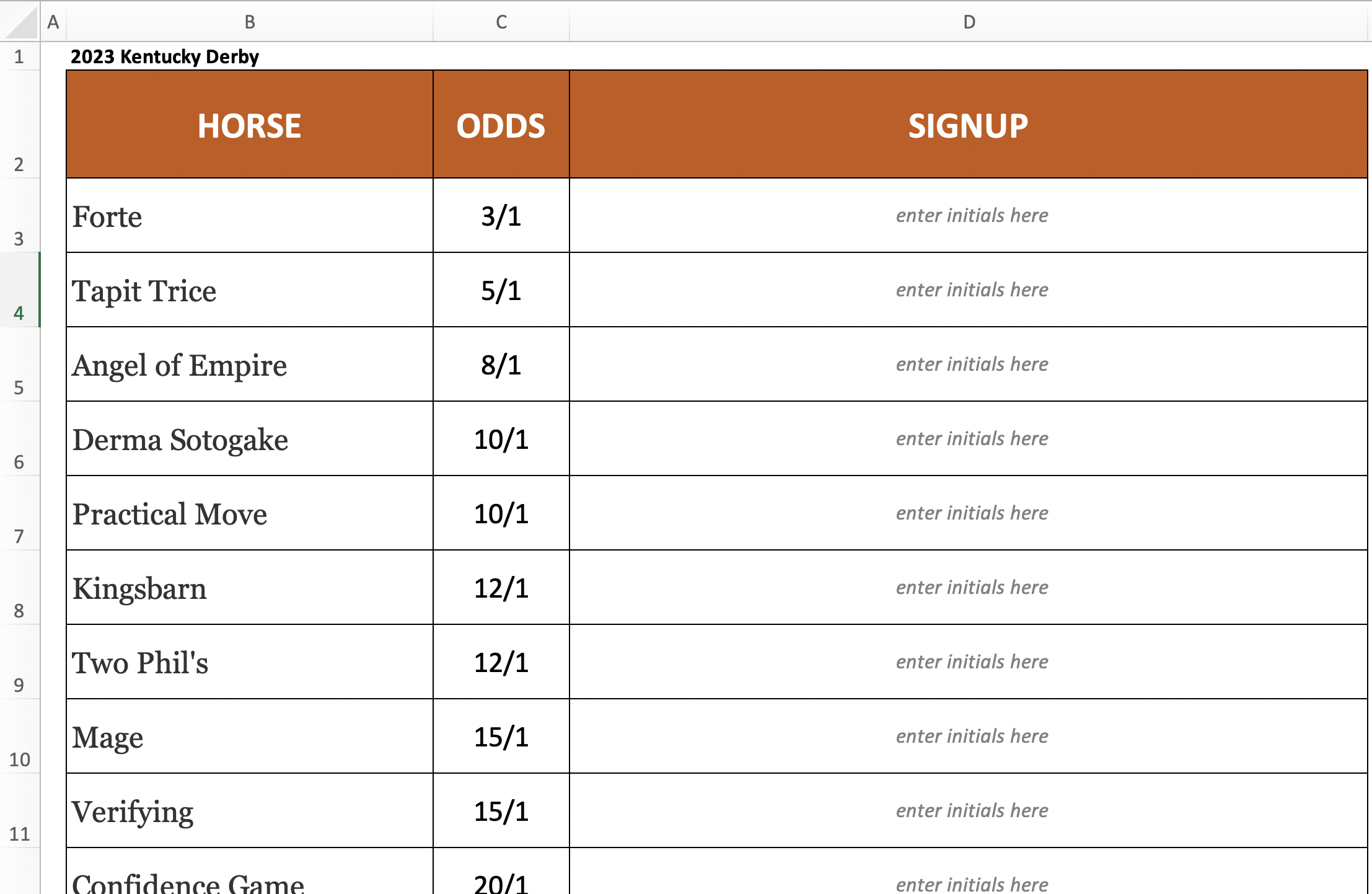 2023 Kentucky Derby Office Pool