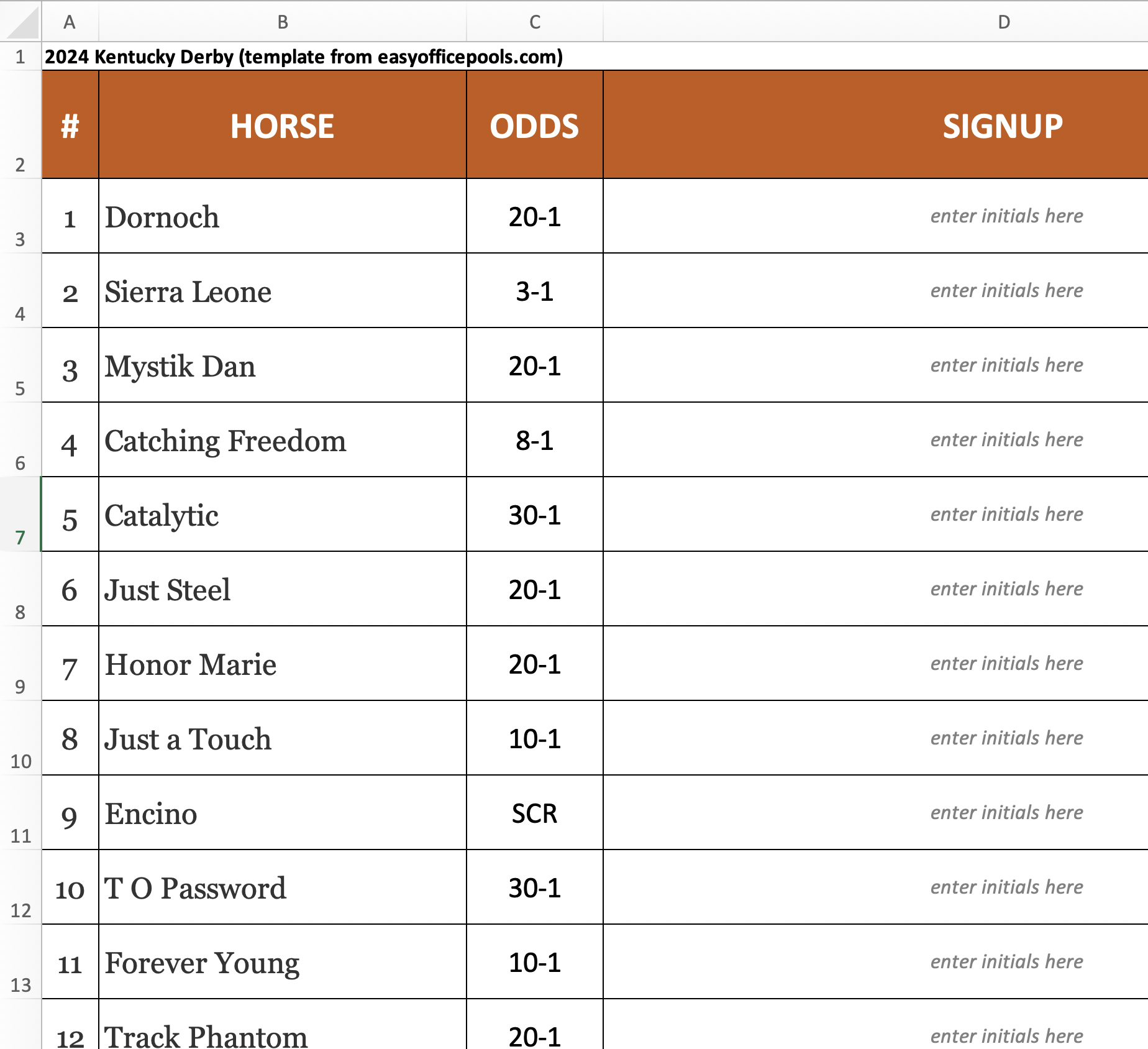 2024 Kentucky Derby Office Pool