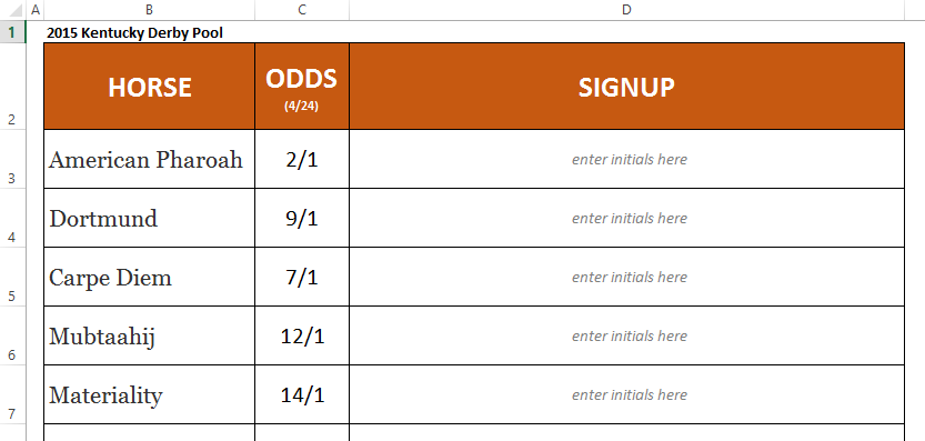 Kentucky Derby Office Pool